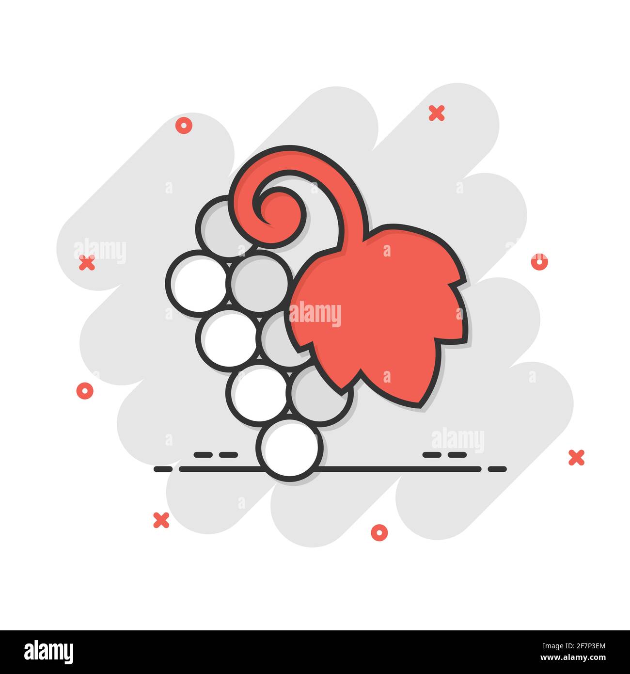 Grape fruits sign icon in comic style. Grapevine vector cartoon ...