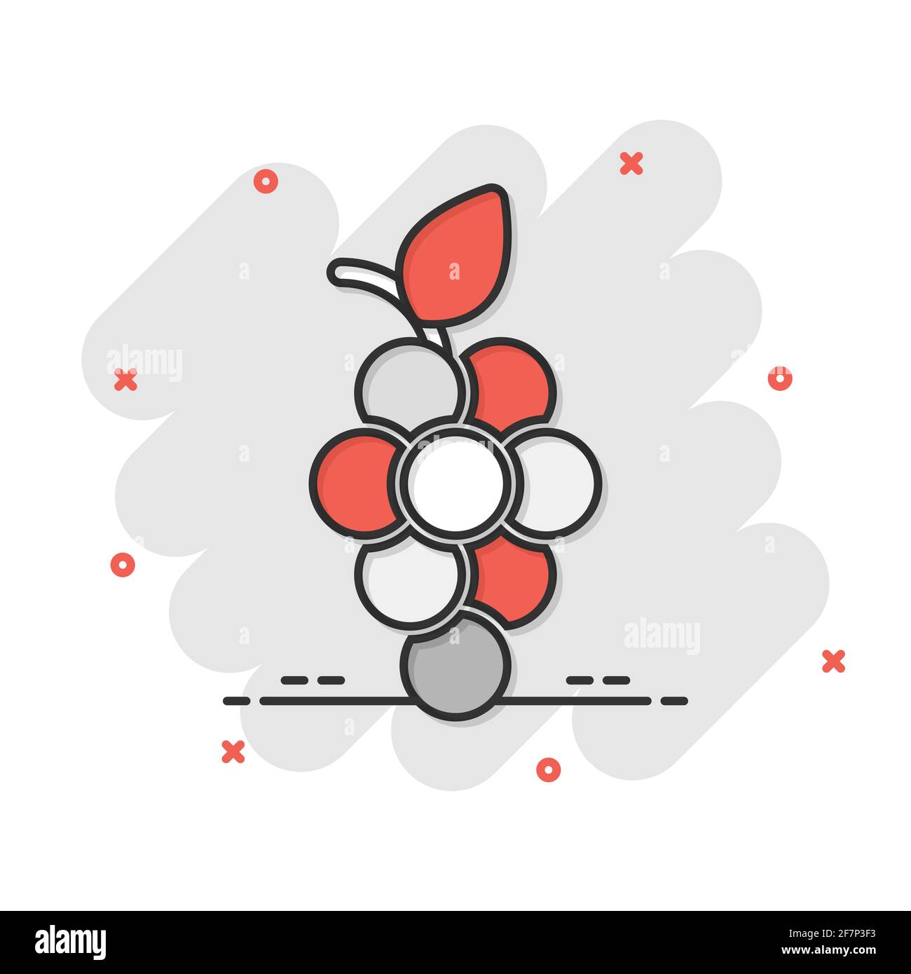 Grape fruits sign icon in comic style. Grapevine vector cartoon ...