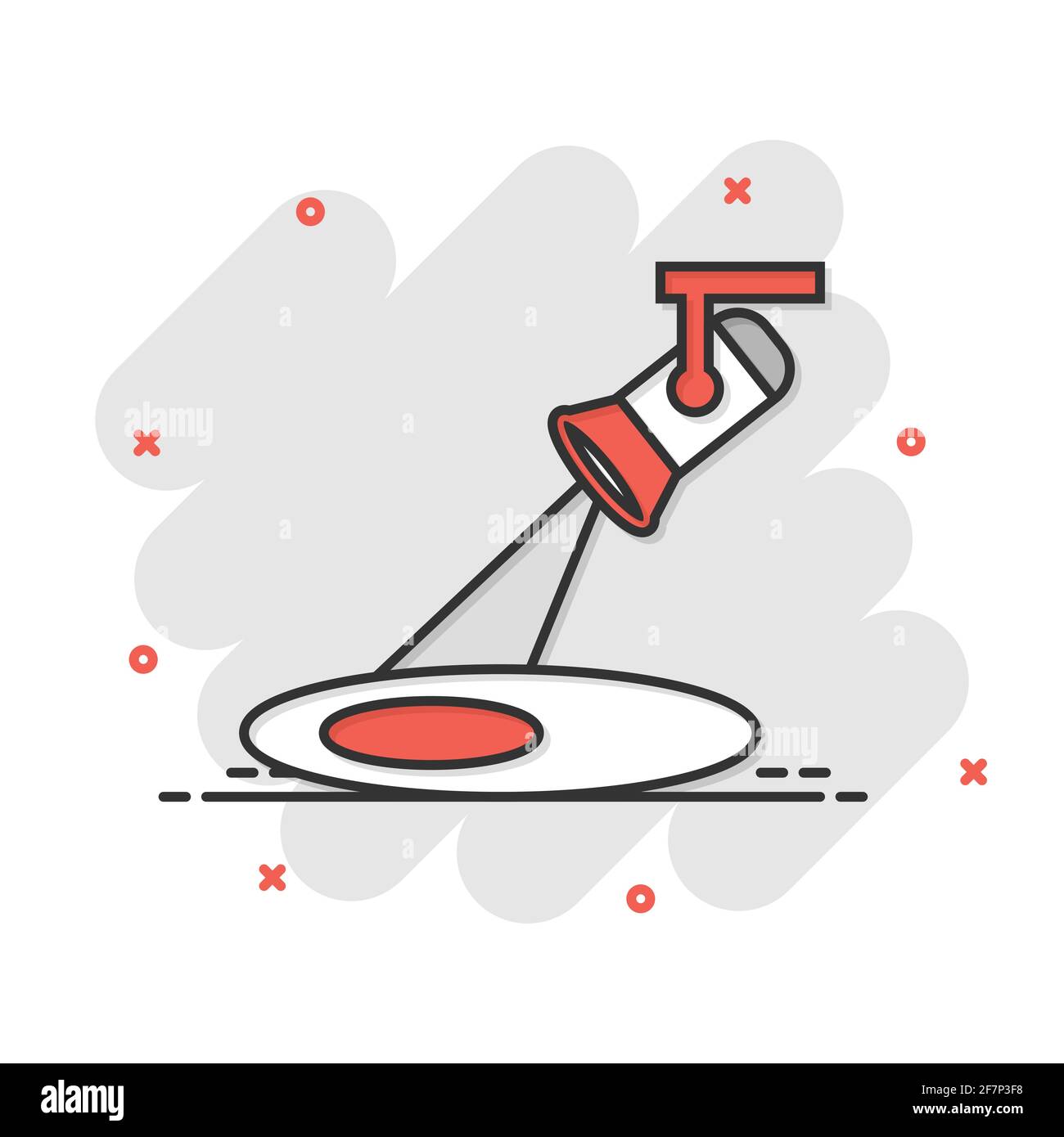 Spotlight icon in comic style. Lamp vector cartoon illustration on ...