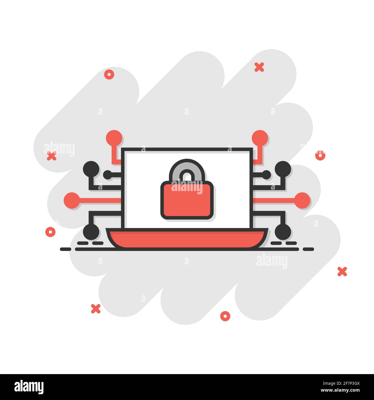 Cyber security icon in comic style. Padlock locked vector cartoon ...