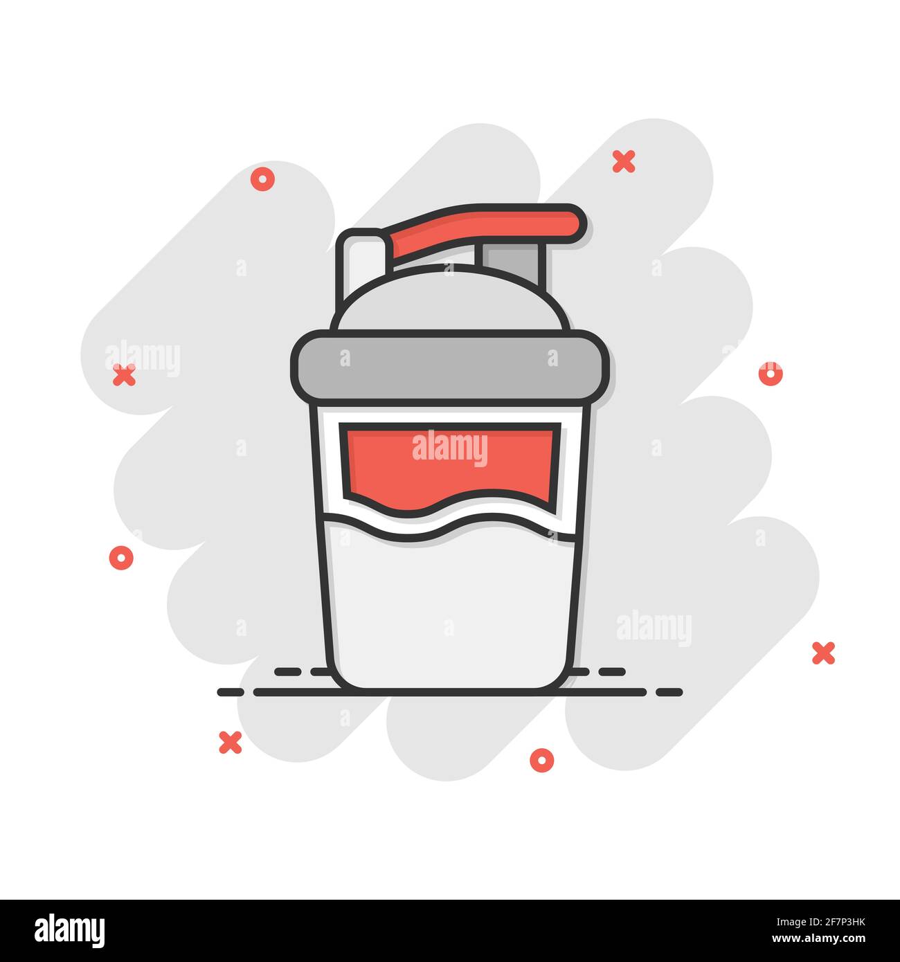Shaker icon in comic style. Sport bottle vector cartoon illustration on ...
