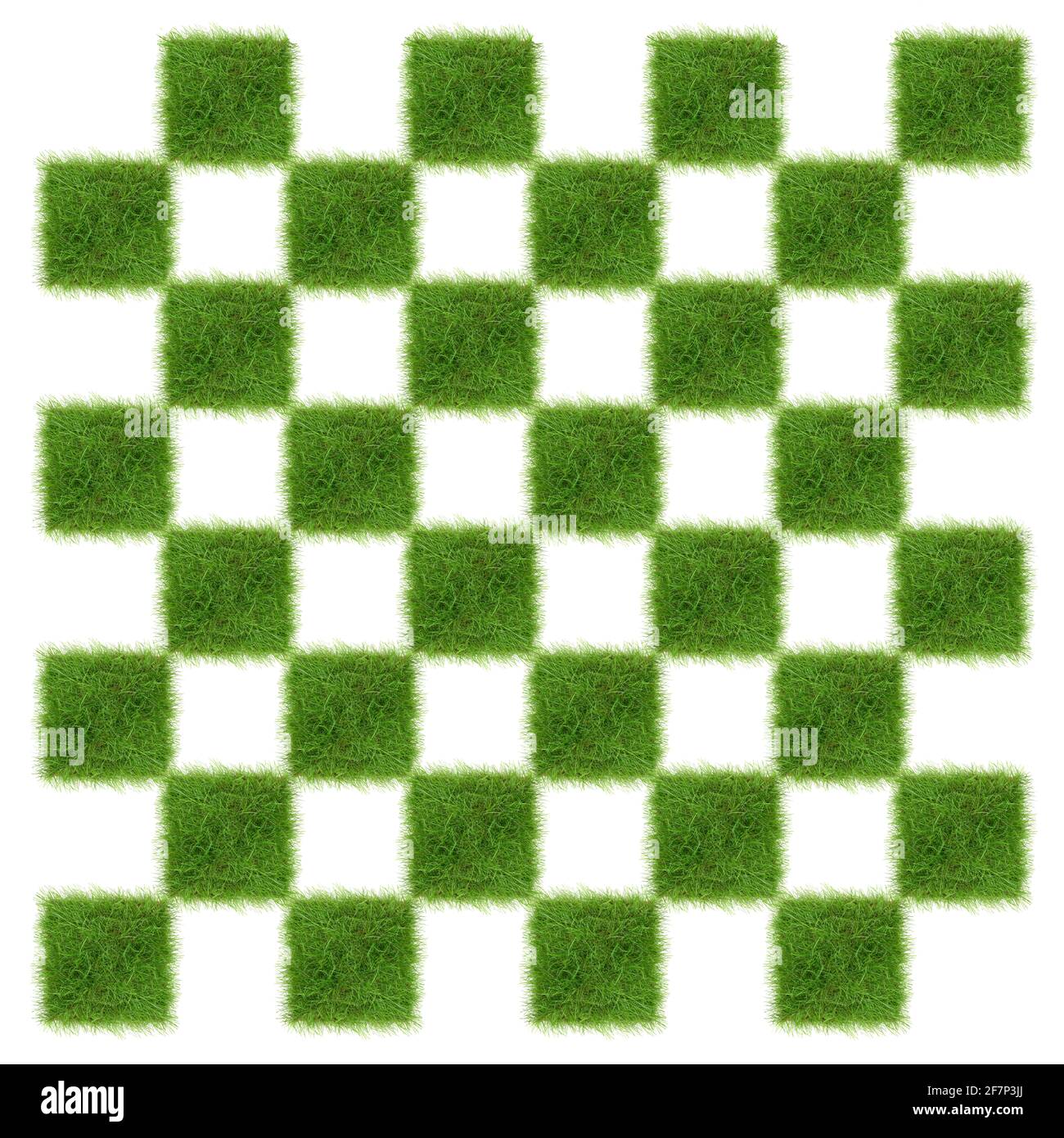Green Grass Chess Board isolated on white Background - Top View Stock ...