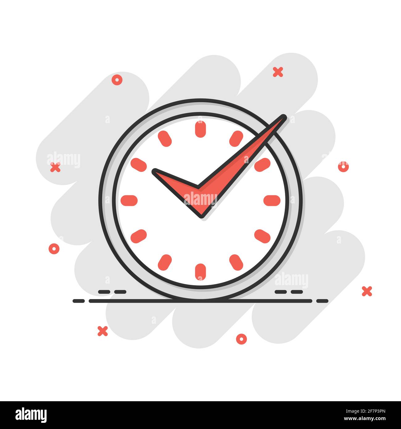 Real time icon in comic style. Clock vector cartoon illustration on ...