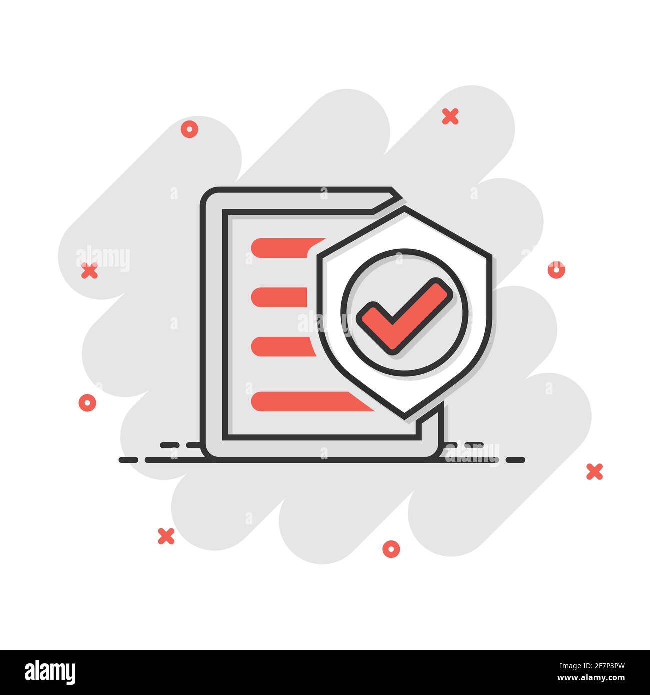 Insurance policy icon in comic style. Report vector cartoon ...