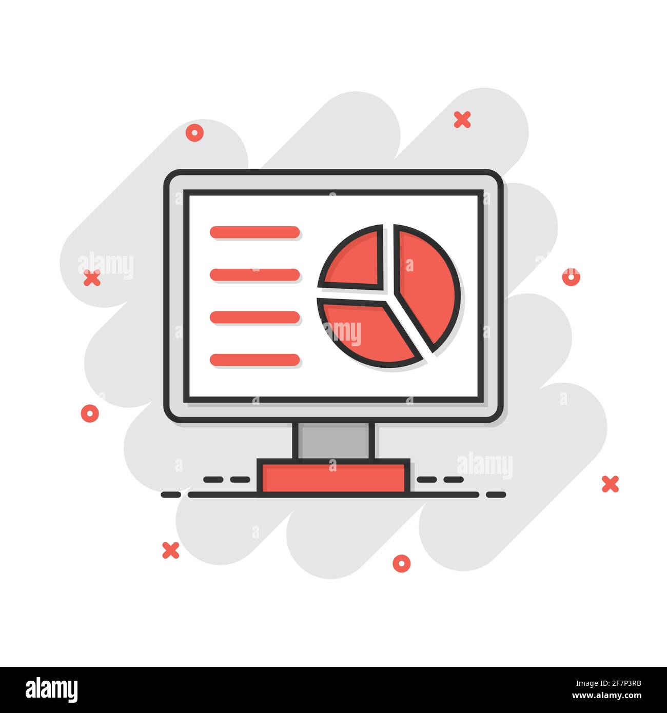 Analytic monitor icon in comic style. Diagram vector cartoon ...