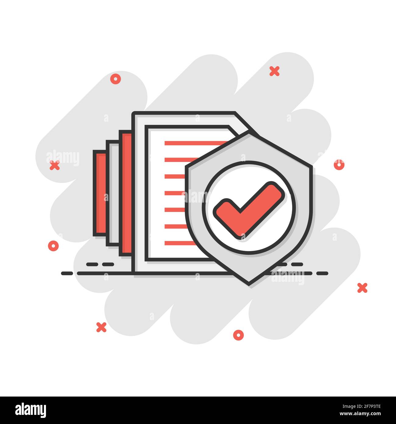 Insurance policy icon in comic style. Report vector cartoon ...