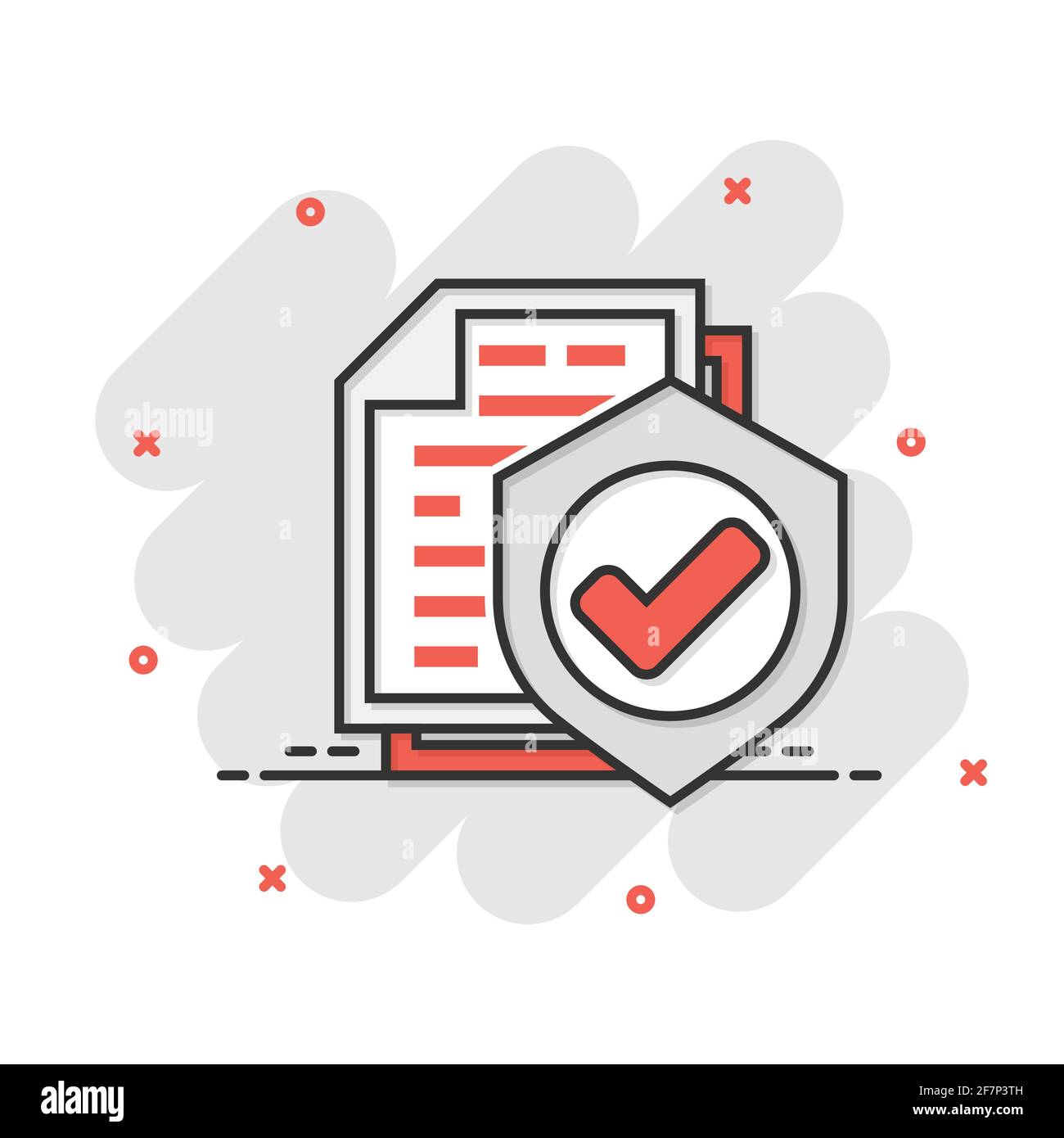 Insurance policy icon in comic style. Report vector cartoon ...