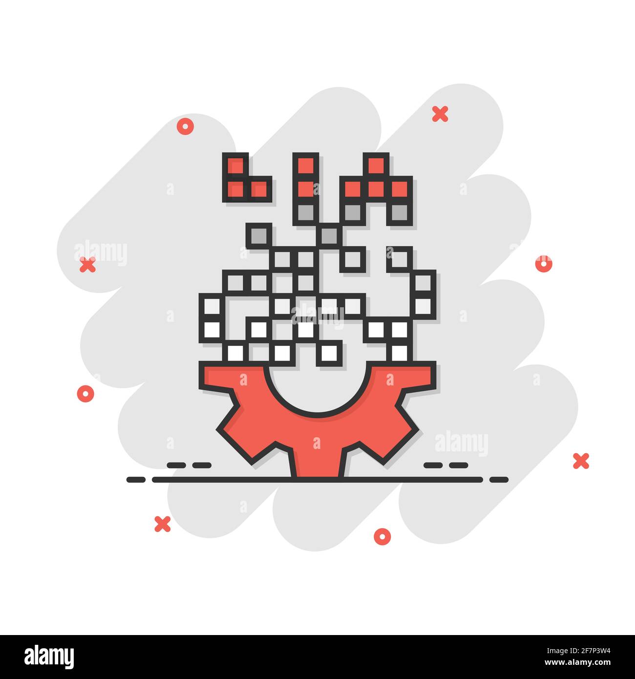 Digital gear icon in comic style. Cog vector cartoon illustration on ...