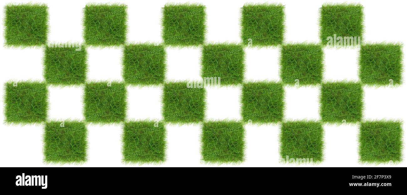 Green Grass Chess Board isolated on white Background - Top View Stock ...