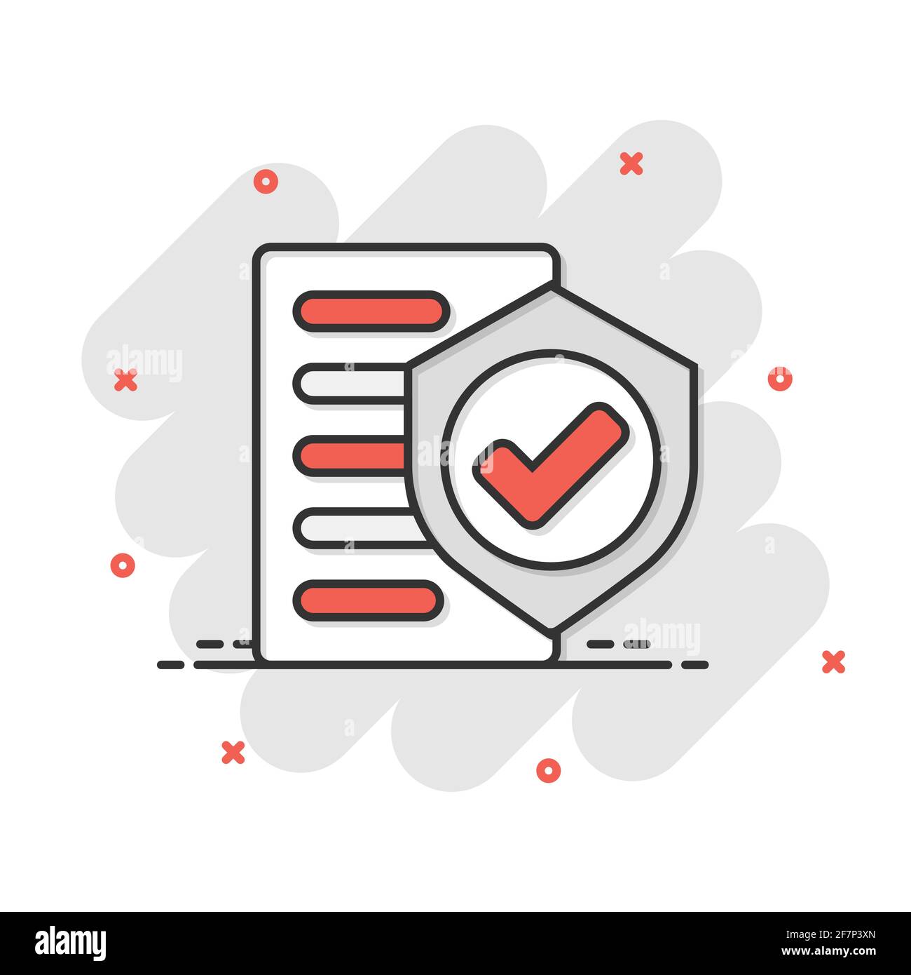 Insurance policy icon in comic style. Report vector cartoon ...