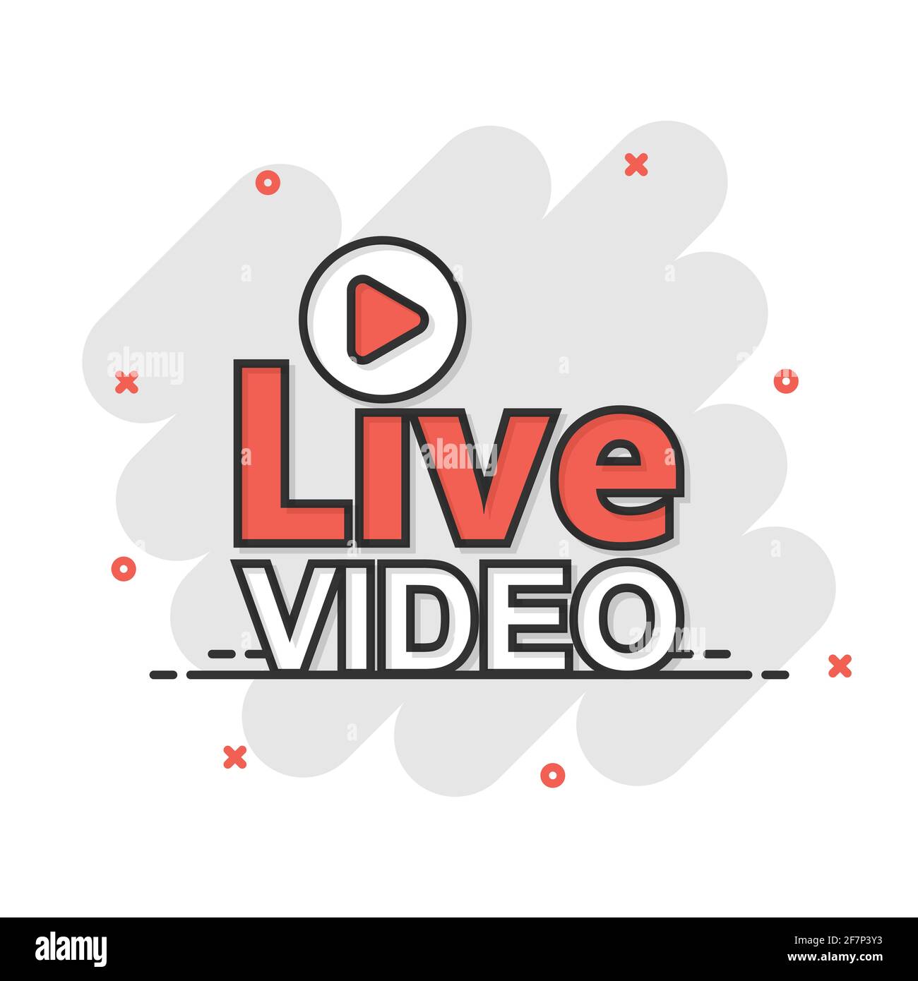 Live video icon in comic style. Streaming tv vector cartoon ...