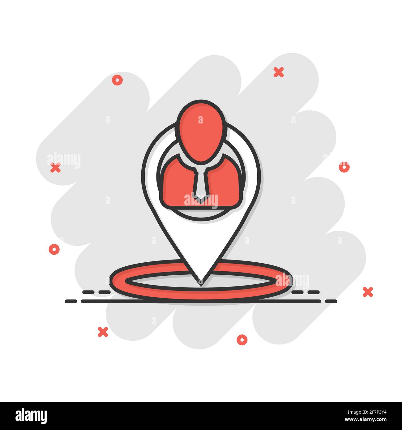 Placement icon in comic style. People pin vector cartoon illustration ...