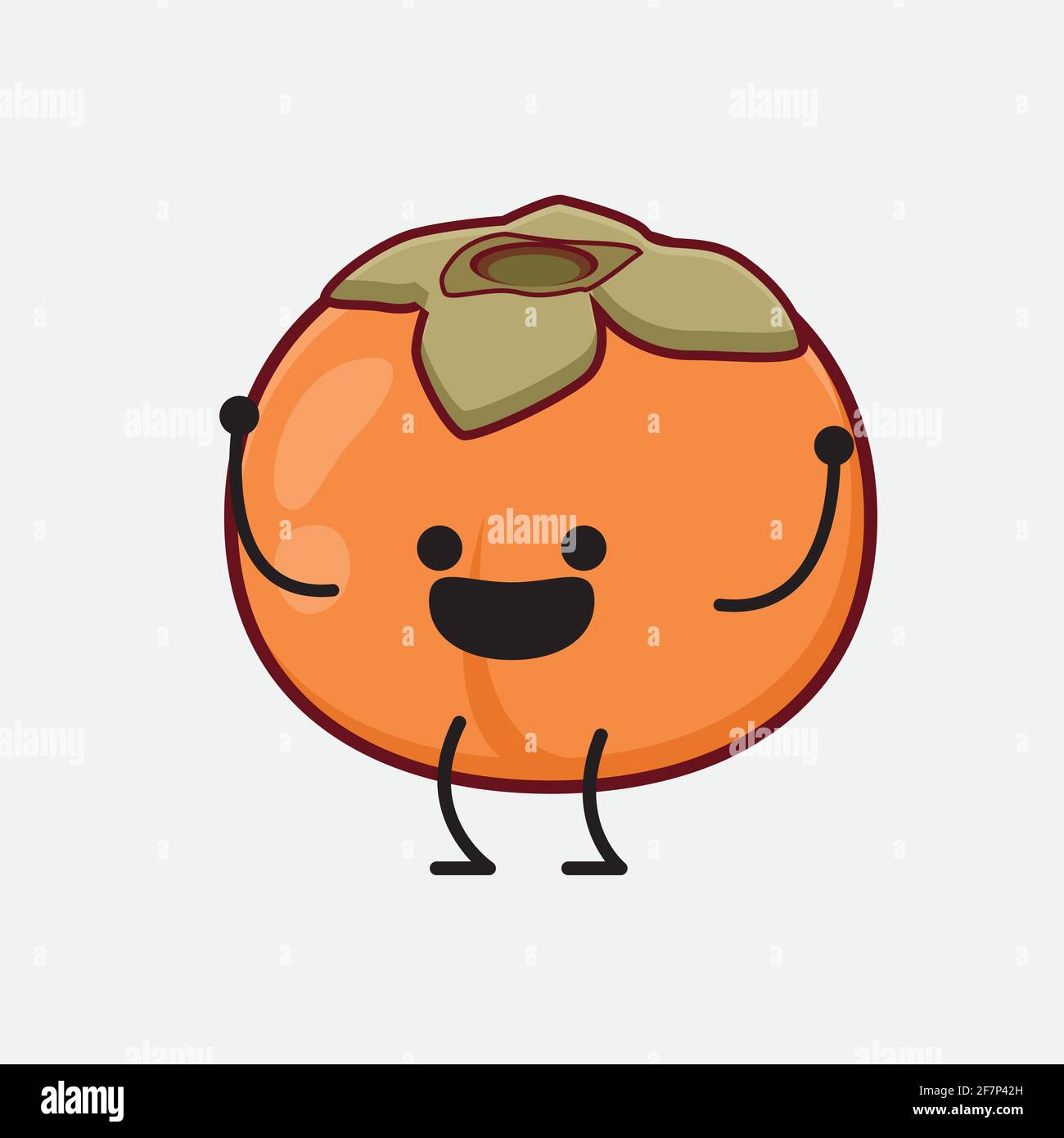 Vector Illustration of Persimmon Character with cute face, simple hands ...