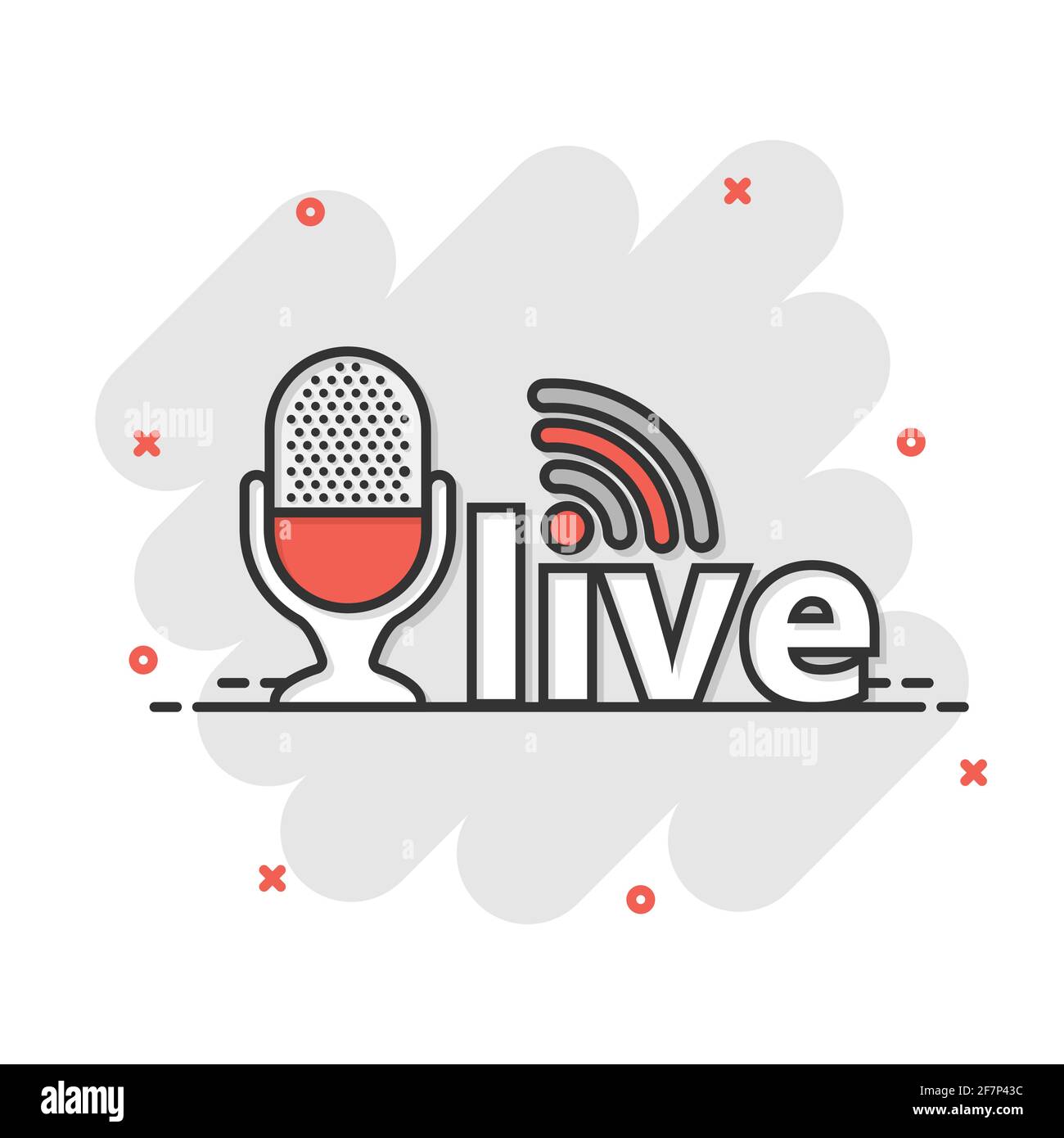 Microphone icon in comic style. Live broadcast vector cartoon ...