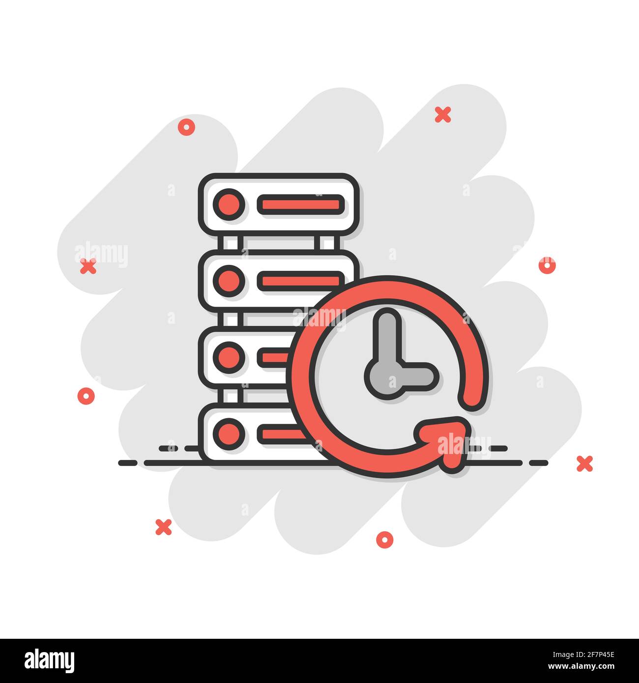 Data center icon in comic style. Clock vector cartoon illustration on ...