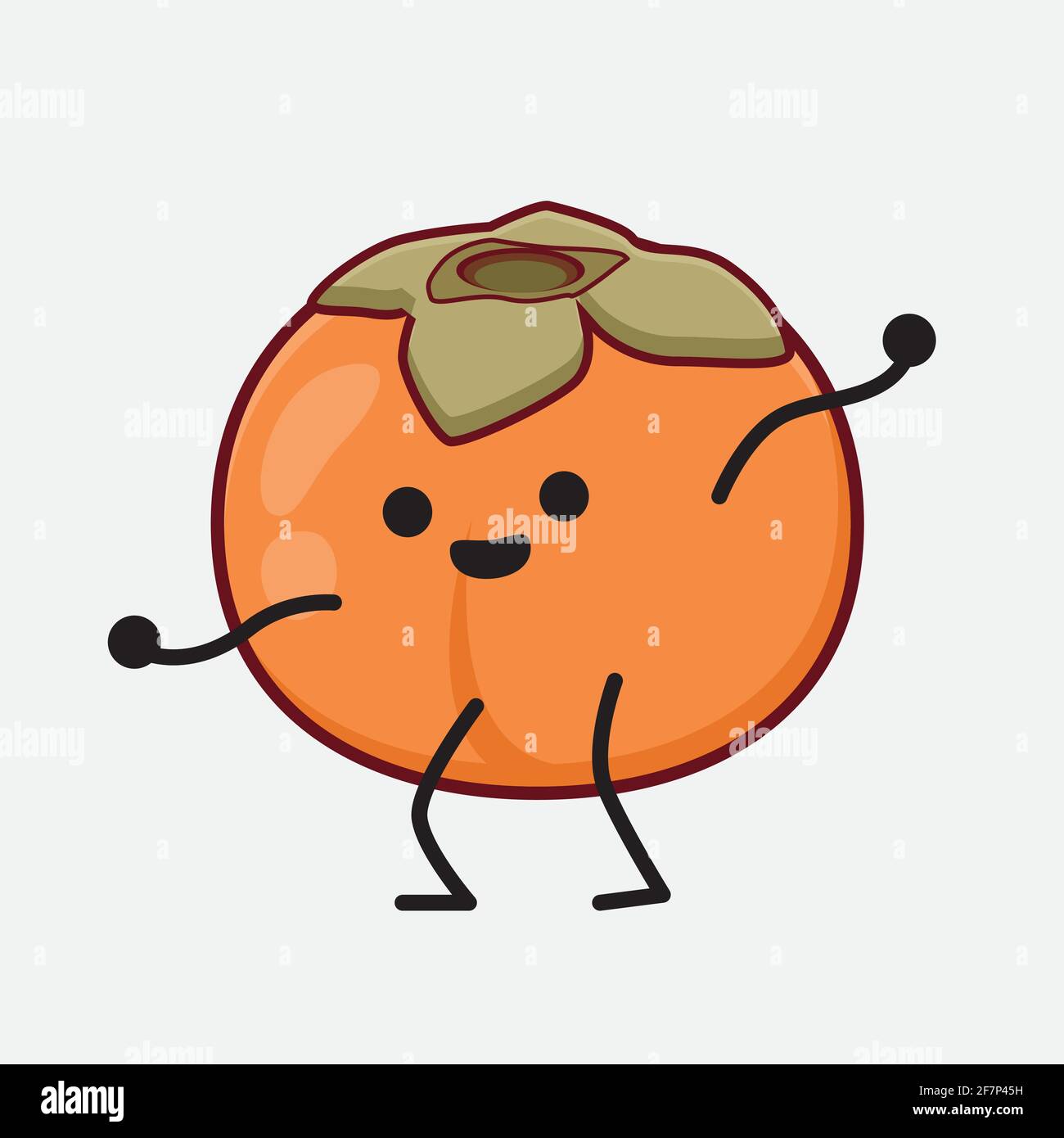 Vector Illustration of Persimmon Character with cute face, simple hands ...