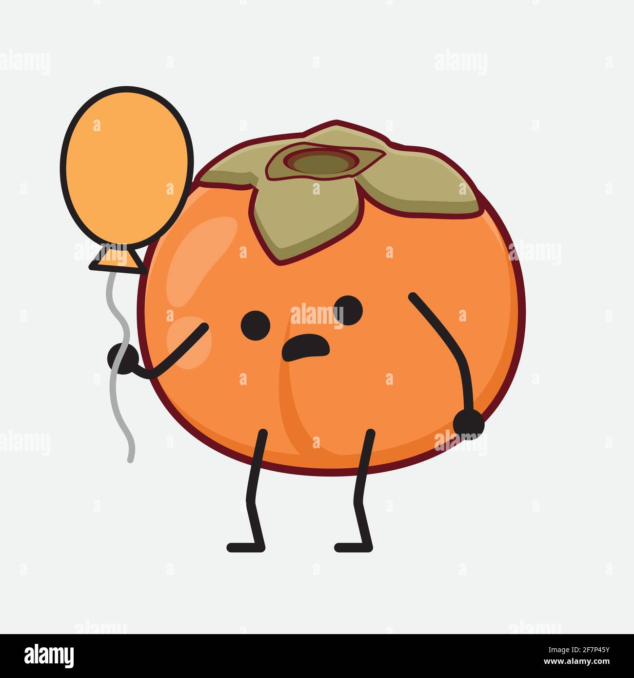 Vector Illustration of Persimmon Character with cute face, simple hands ...