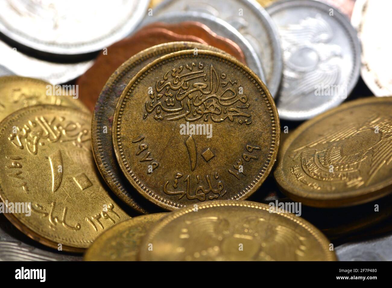 collection of old Egyptian coins background Stock Photo - Alamy