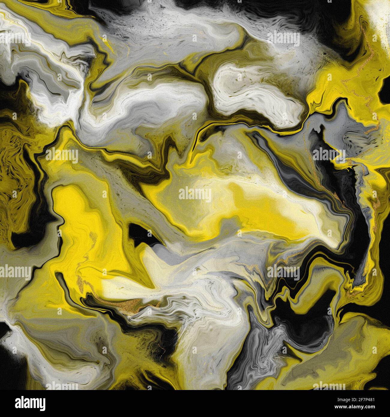 Fluid marbling digital abstract art in trendy 2021 grey and yellow ...