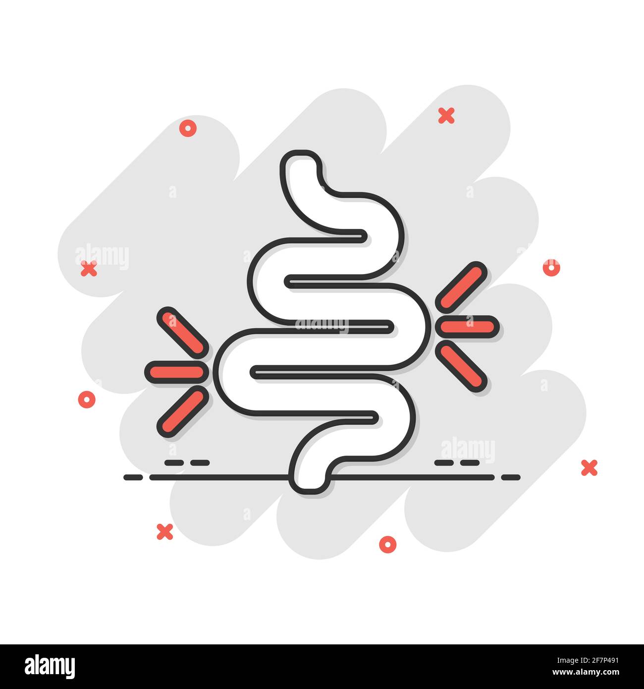 Gut constipation icon in comic style. Colitis vector cartoon ...