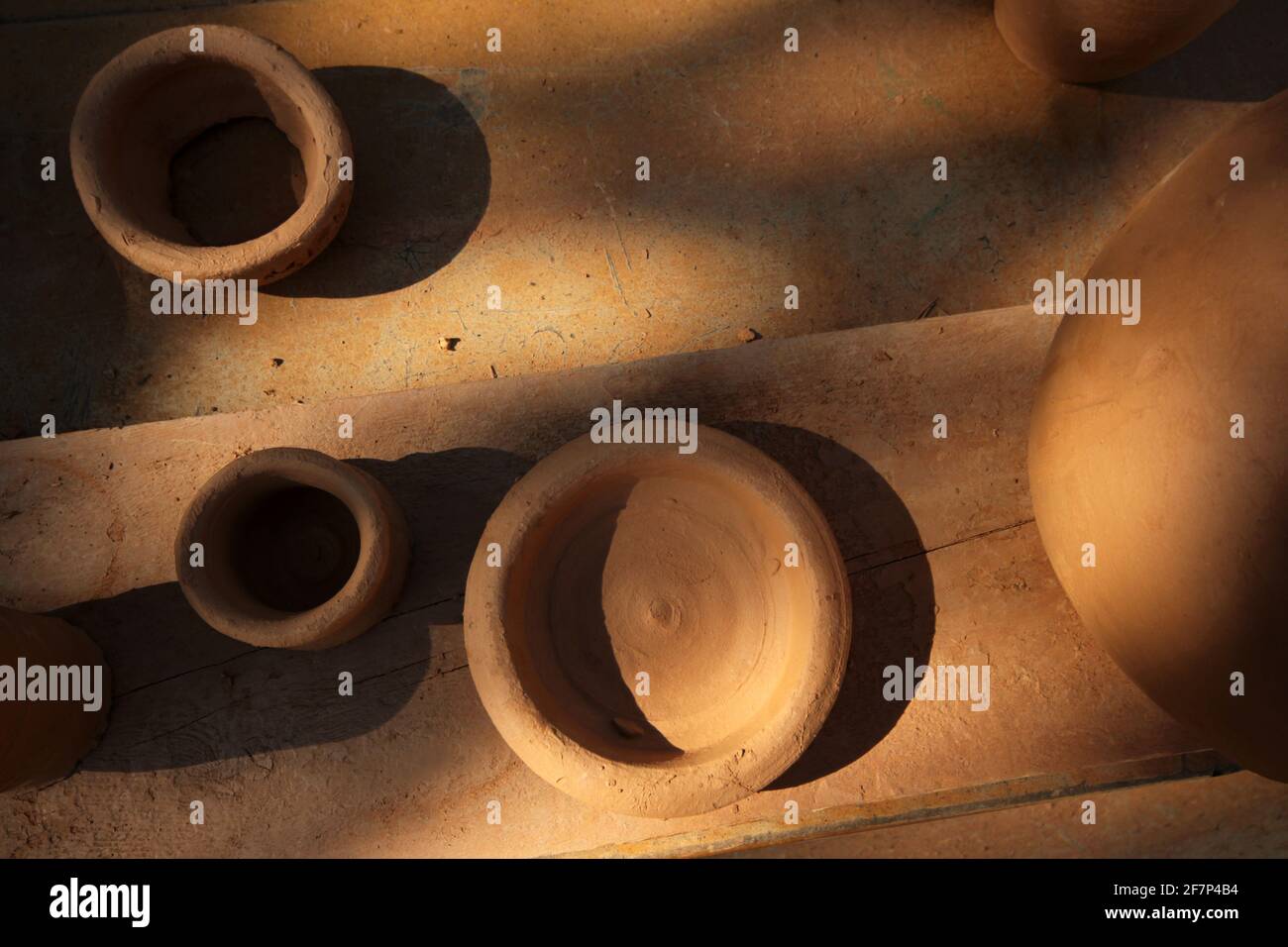 Handmade earthenware utensils. Empty clay pot background texture Stock ...