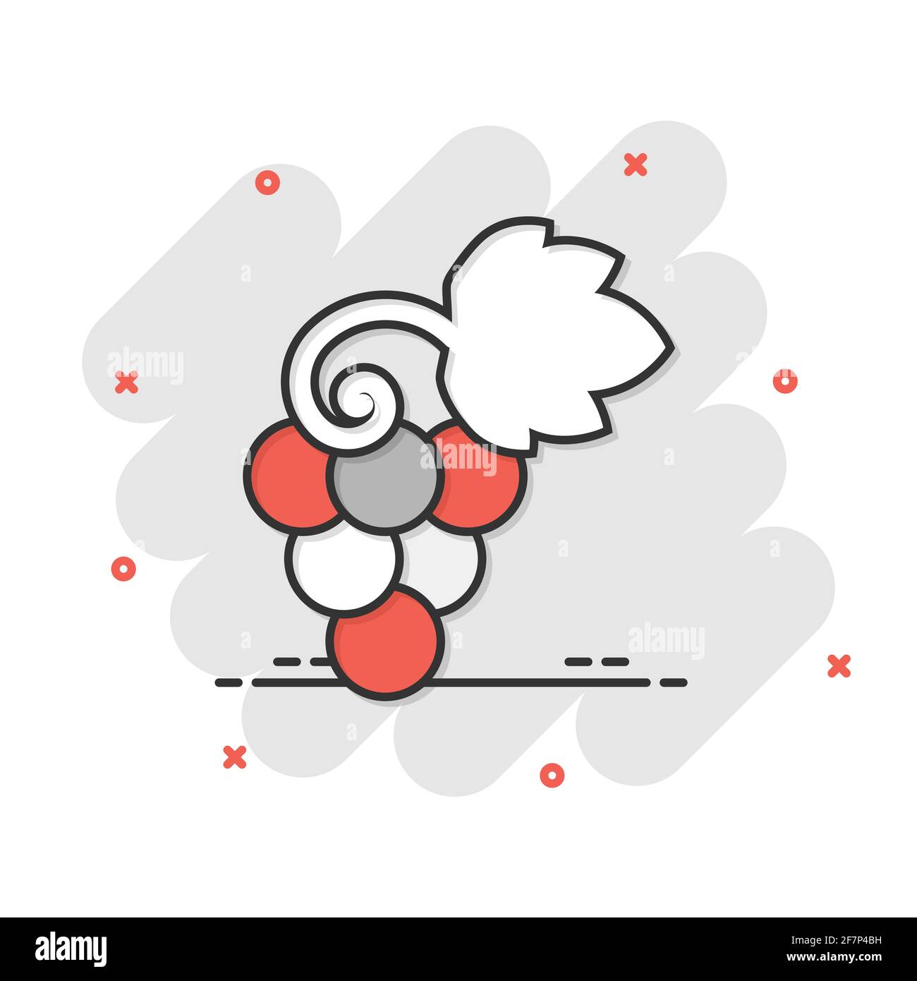 Grape fruits sign icon in comic style. Grapevine vector cartoon ...