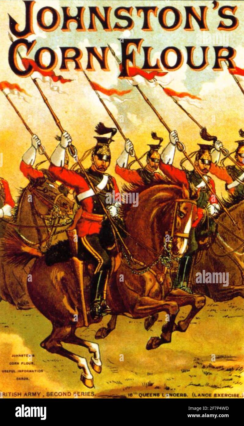JOHNSON'S CORN FLOUR advert about 1890 showing the Queen's Lancers ...
