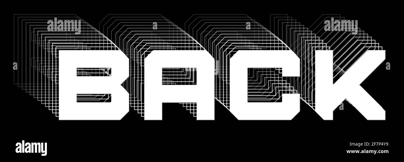 BACK - white lettering as abstract label with repeating effect on black ...