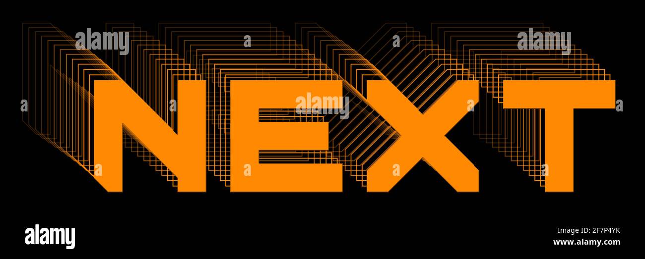 NEXT - orange lettering as abstract label with repeating effect on ...