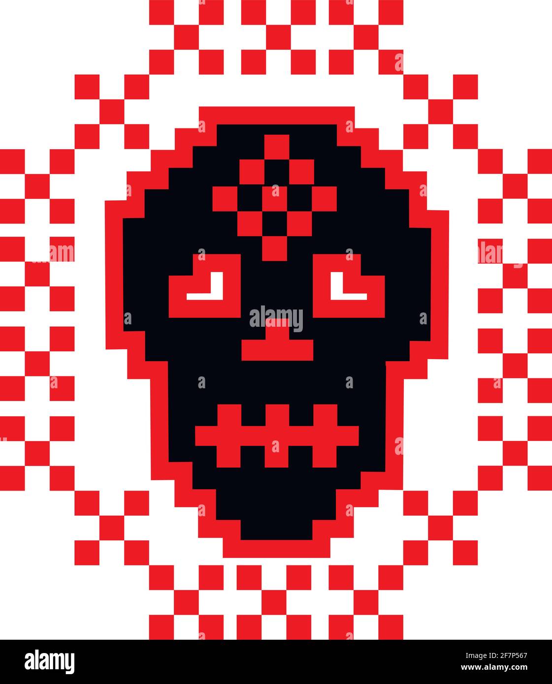 Digital, pixel skull, vintage design t shirts Stock Vector Image & Art ...