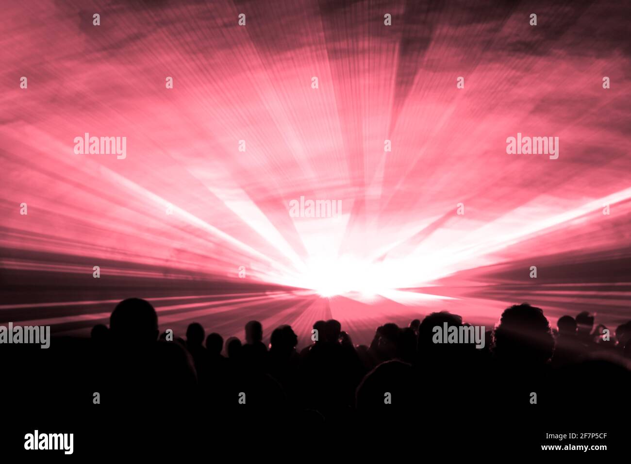 Red laser show nightlife club stage with party people crowd. Luxury ...