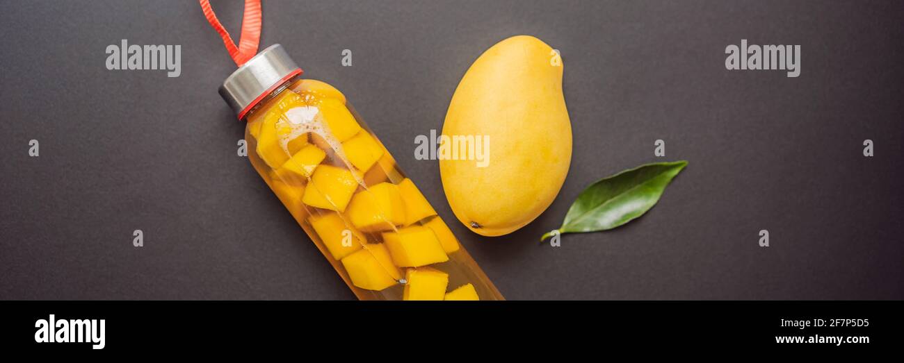 BANNER, LONG FORMAT Kombucha with mango. Kombucha or cider fermented ...
