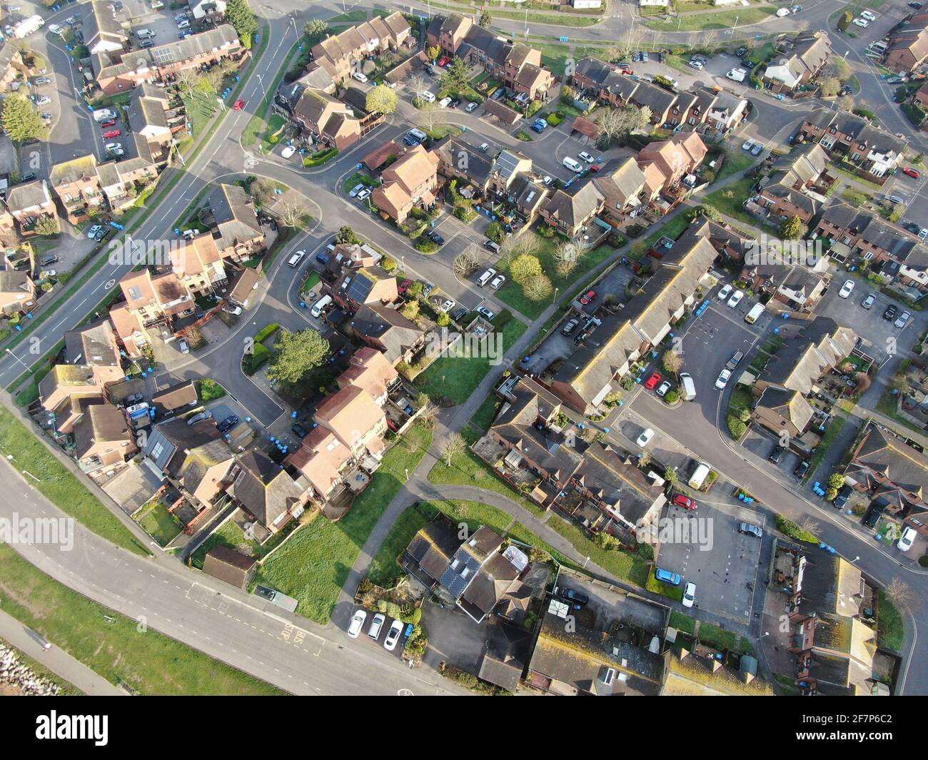 aerial view of modern neat housing estate in early morning sun Stock ...
