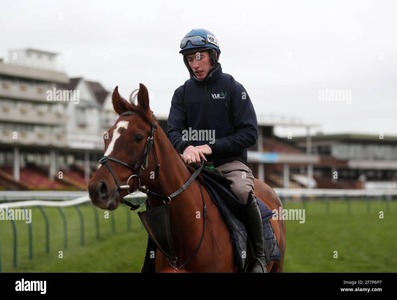 Jockey Jack Kennedy on the gallops at Haydock Racecourse ahead of ...