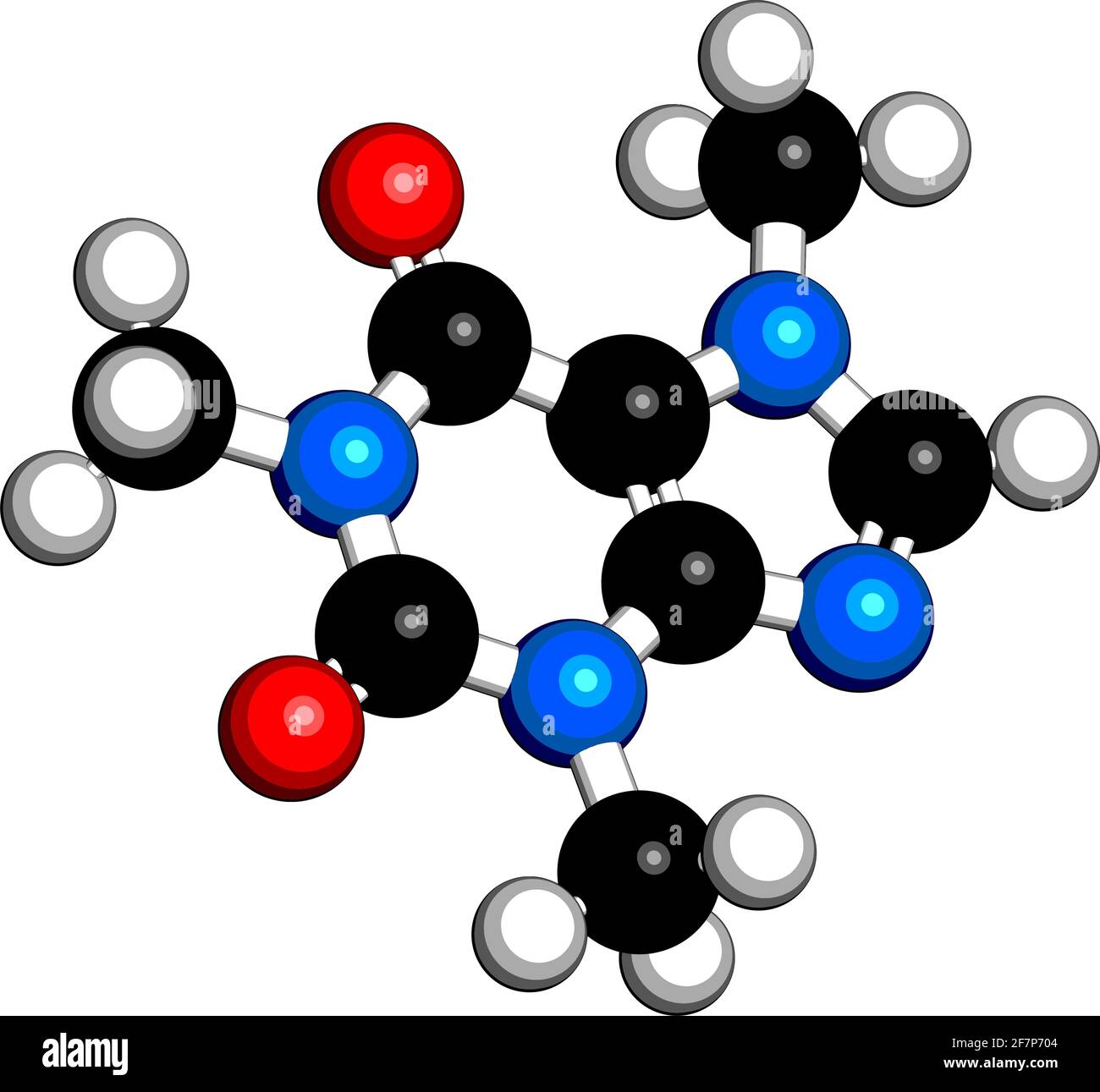 Caffeine stimulant molecule. Present in coffee, tea and many soft and ...