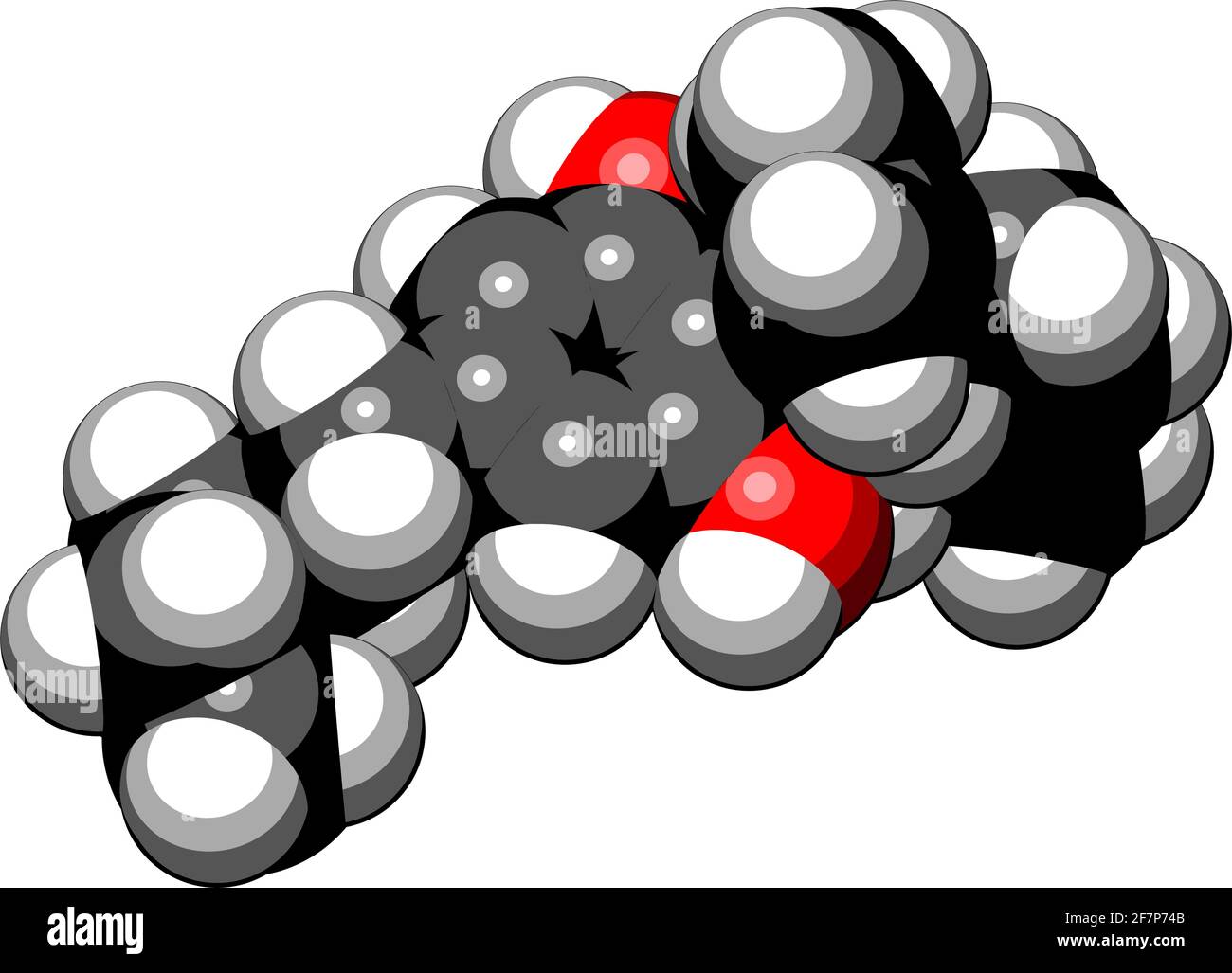 Cannabidiol (CBD) cannabis molecule. Has antipsychotic effects. 3D ...