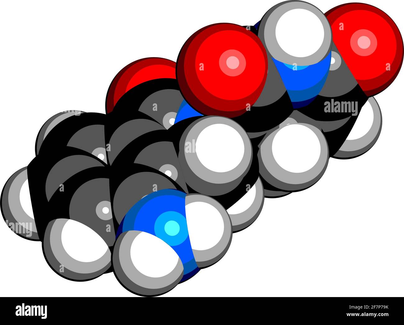 Lenalidomide multiple myeloma drug molecule. 3D rendering. Atoms are ...