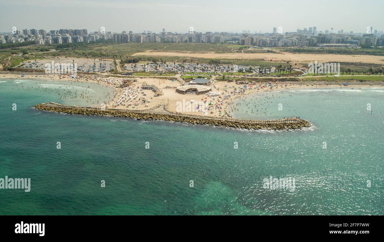 Aerial Photography of the Coastline of Herzliya, in Central Israel ...