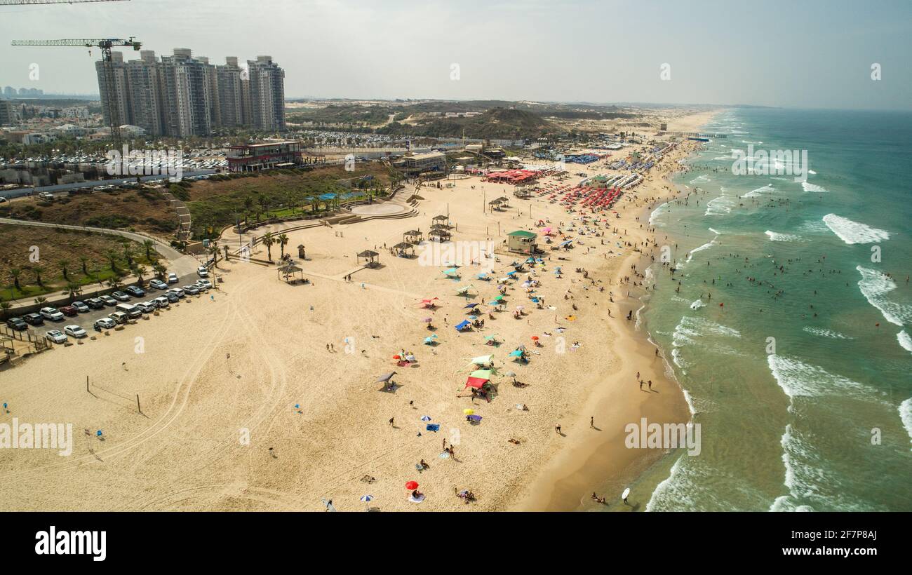 Aerial Photography of the Coastline of Rishon LeZion in central Israel ...
