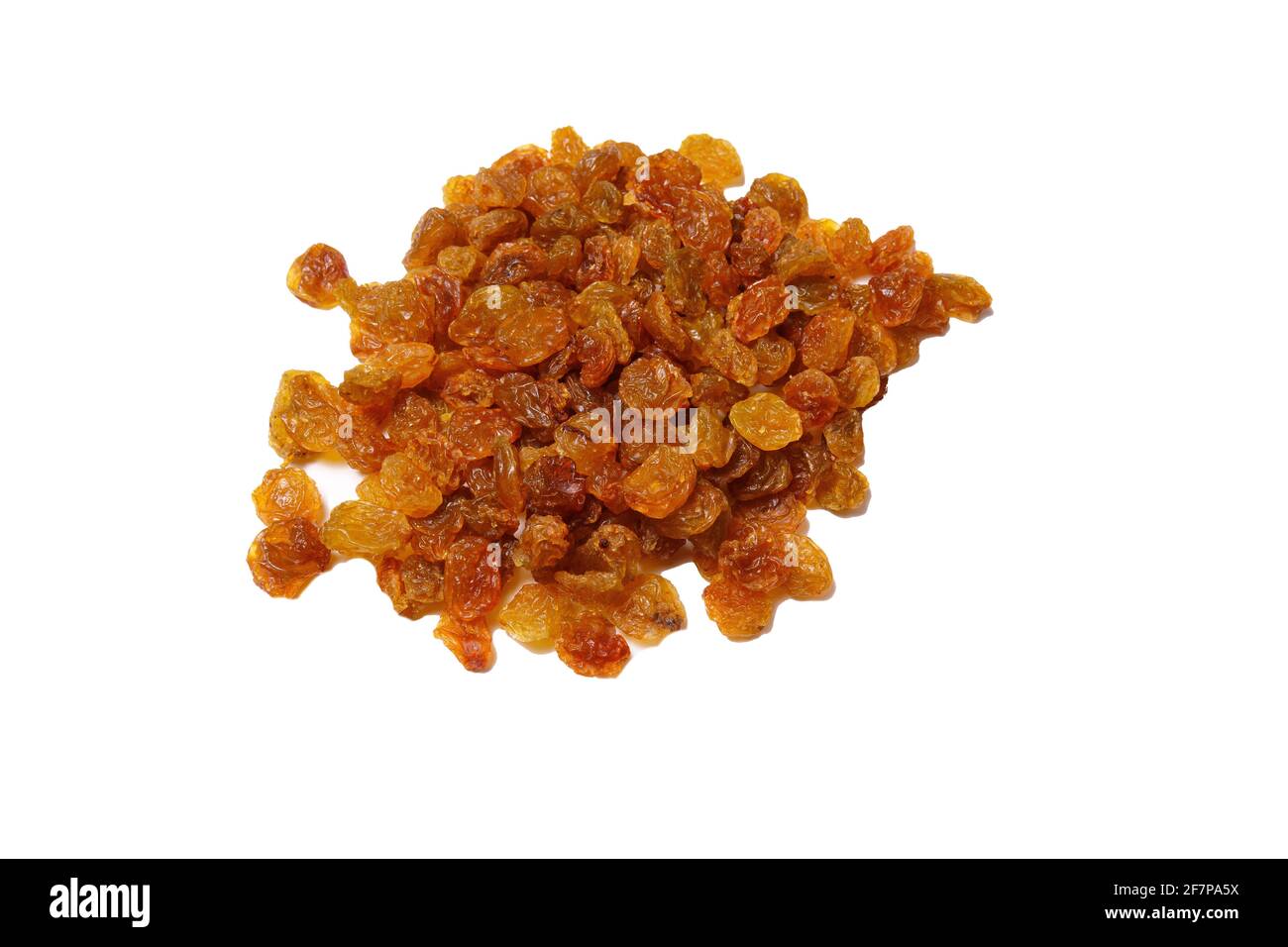 Pile of healthy raisins, dried golden raisins grapes isolated on white ...