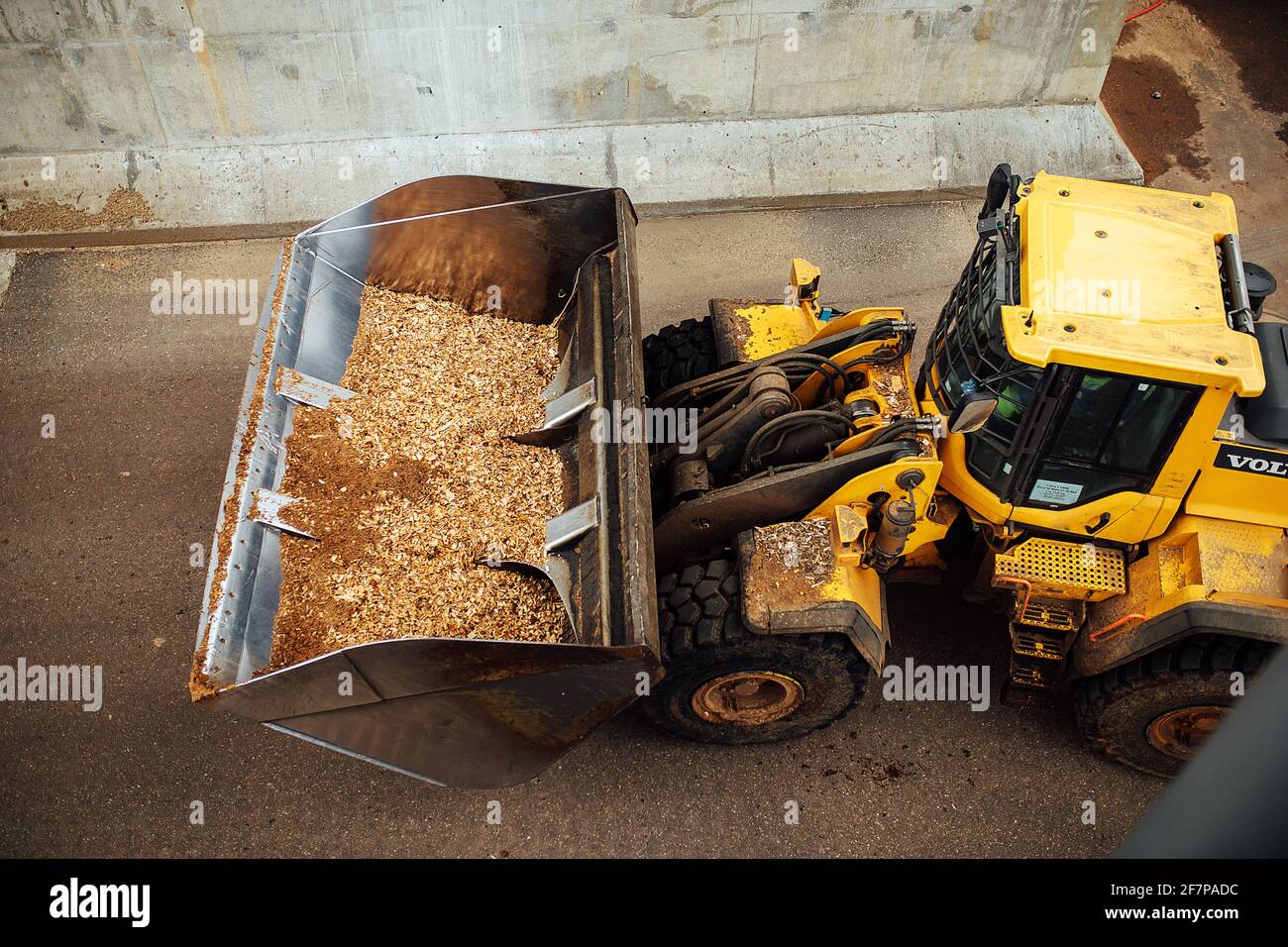 sawdust conveyor. the wood processing plant transports wood chips on a ...