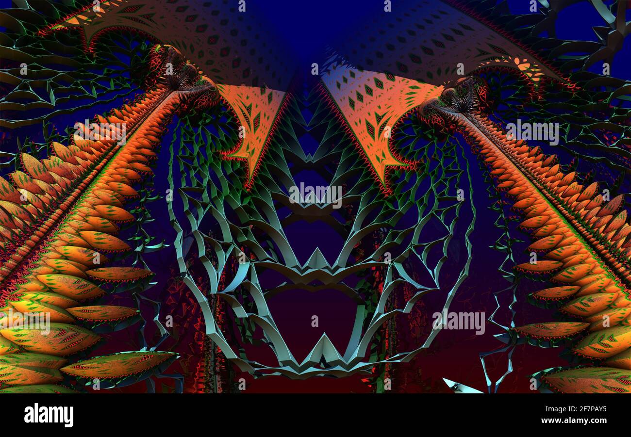 Picture of three-dimensional spaceship fractals in motion Stock Photo ...