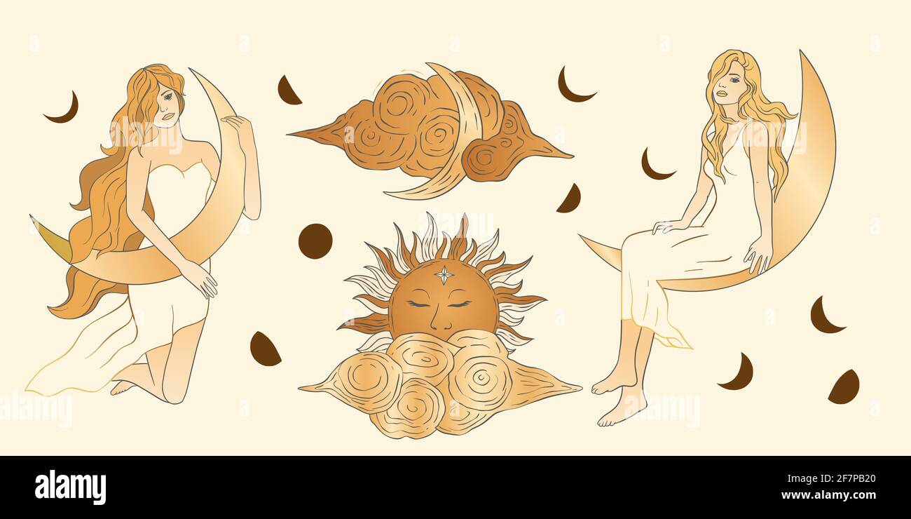 Celestial feminine blonde girl lady sacred woman astrology boho ...
