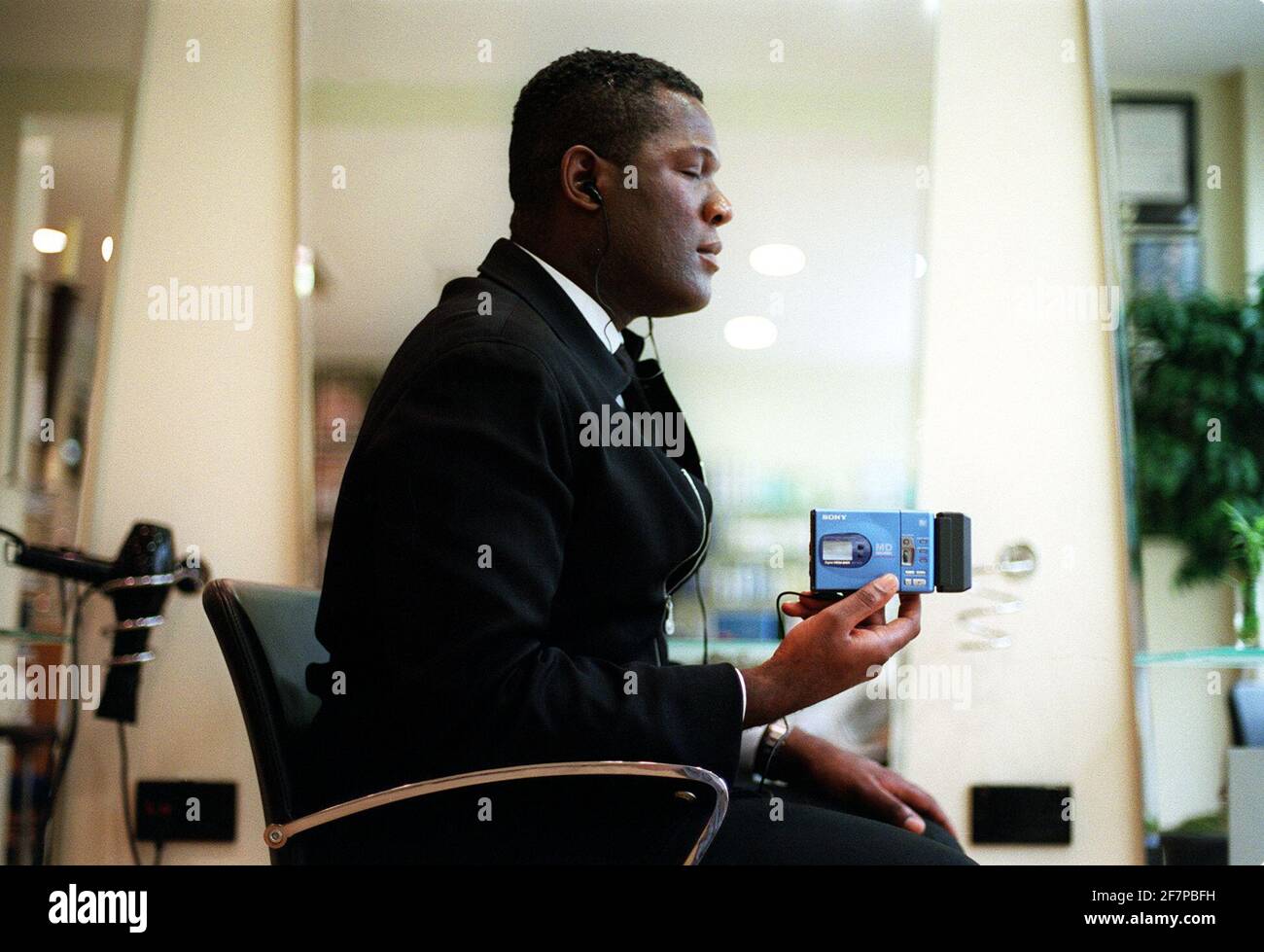 ERROL DOUGLAS WITH HIS SONY MINI DISC SEPTEMBER 2000 Stock Photo - Alamy