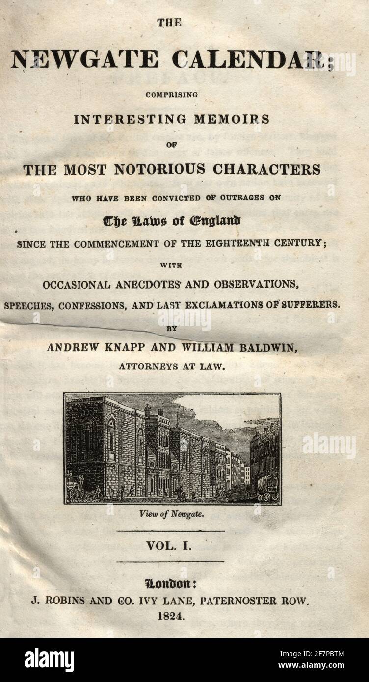 Title page of the Newgate Calendar, 1824 Stock Photo - Alamy