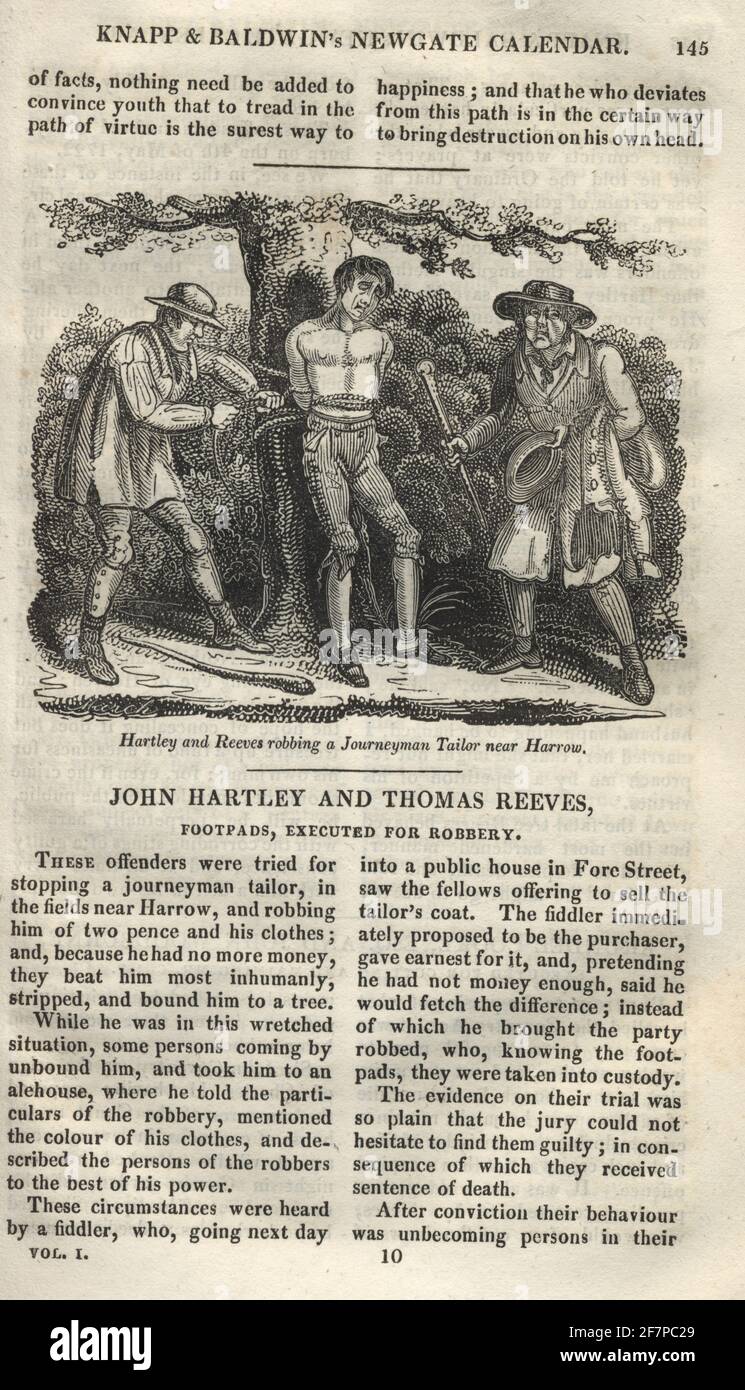 Page from the Newgate calendar. John Hartley and Thomas Reeves ...