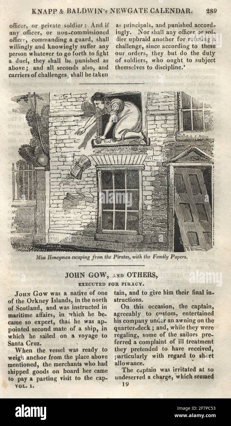 Miss Honeyman escaping from the Pirates lead by John Gow, with the ...