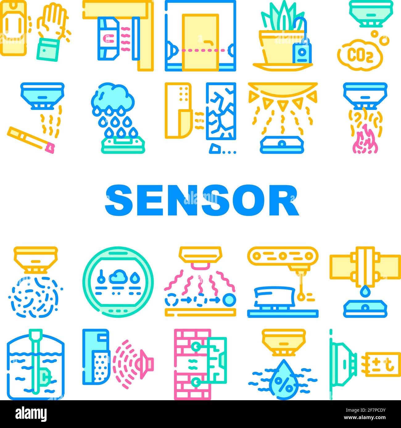 Sensor Electronic Tool Collection Icons Set Vector Stock Vector Image ...