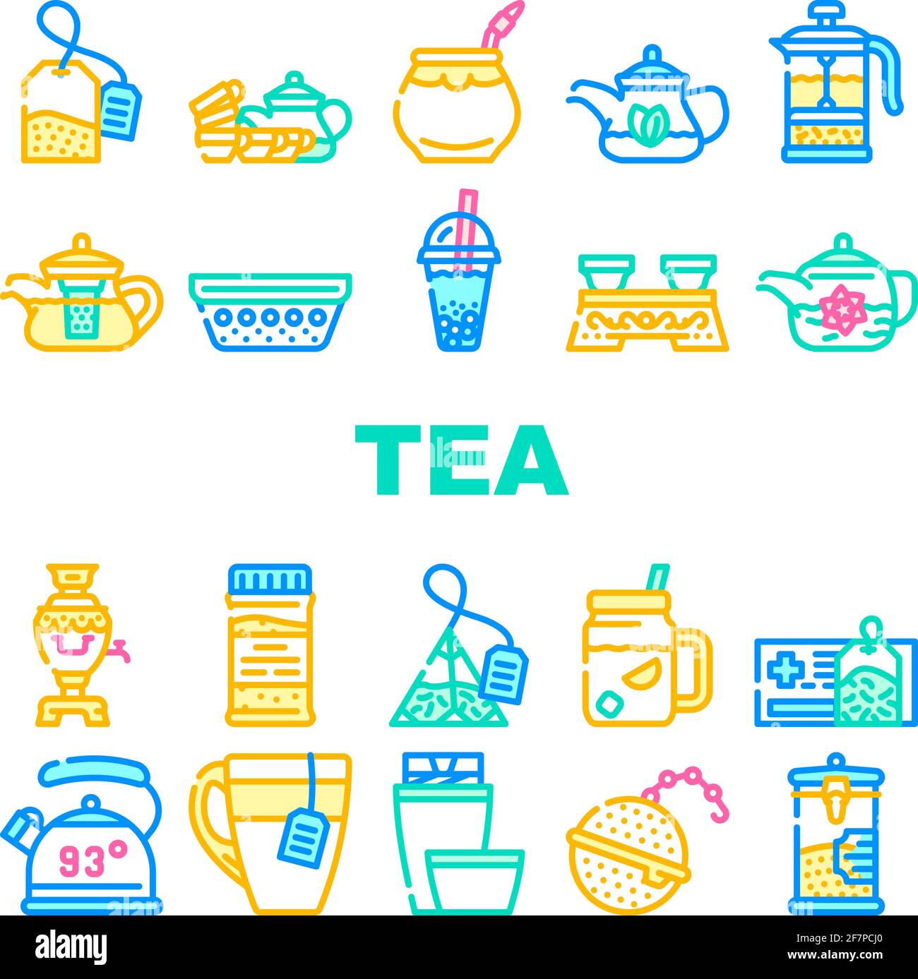 Tea Healthy Drink Collection Icons Set Vector Stock Vector Image & Art ...