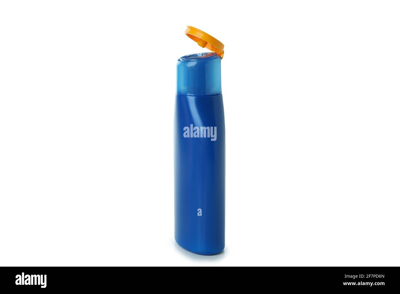 Blue bottle of sunscreen isolated on white background Stock Photo - Alamy